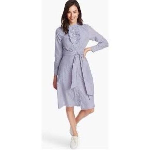 COURT & ROWE | Dresses | Court Rowe 6ruffle Neck Shirt Dress Blue ...
